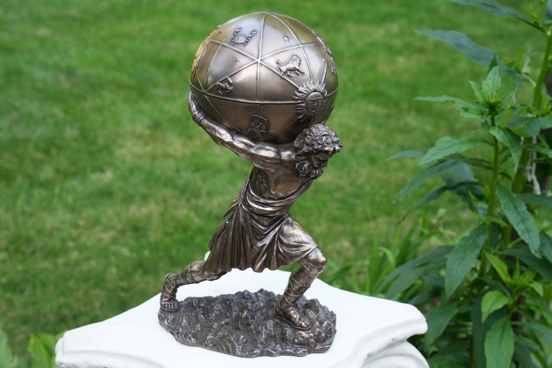 Atlas Carrying the World, Atlas Trinket Box, Greek Mythology Statue ...