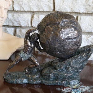 Sisyphus and the Eternal Boulder, Bronze Sisyphus Statue, Greek ...