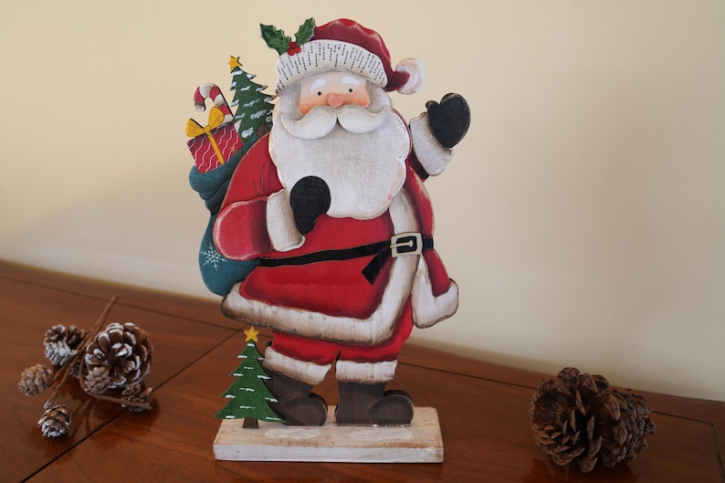 Handcrafted Wooden Santa, Santa Christmas Decor, Handmade Santa ...