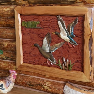 Two Ducks Intarsia Wood Wall Art, Two Ducks Intarsia Wood Art, Two ...