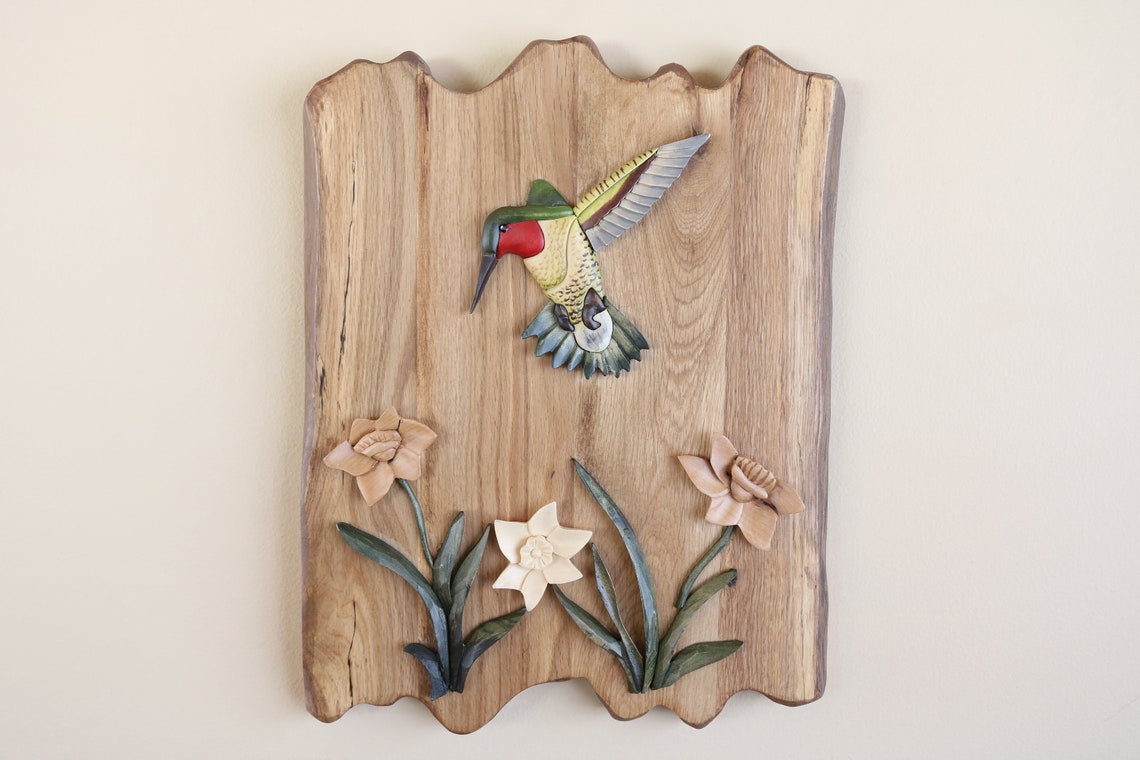 Hummingbird Flying Intarsia Wall Art Handcrafted Hummingbird - Etsy