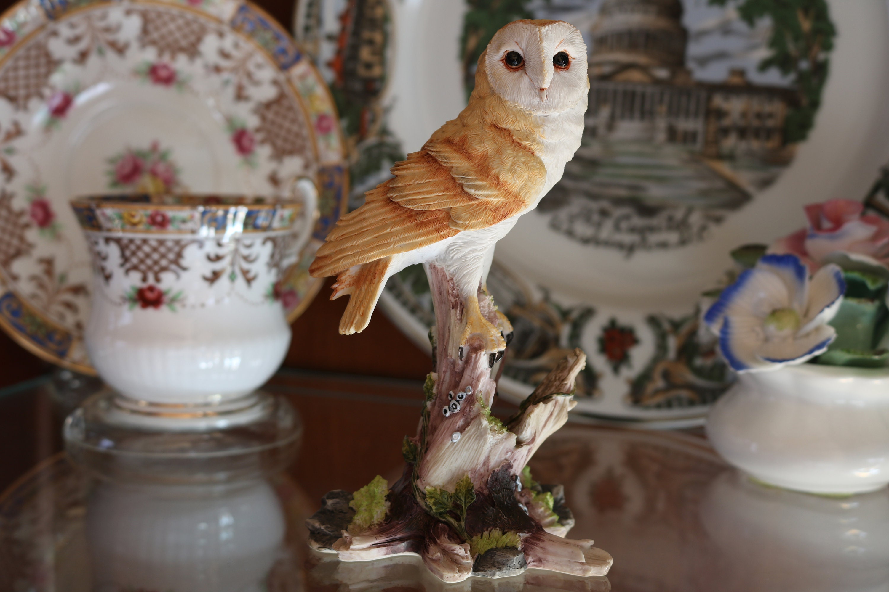 Handmade Barn Owl, Barn Owl on Tree Branch, Barn Owl Statue, Barn Owl ...