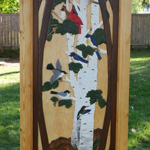Bird Pine Door, Handmade Bird Pine Door, Handcrafted Pine Door, Bird ...