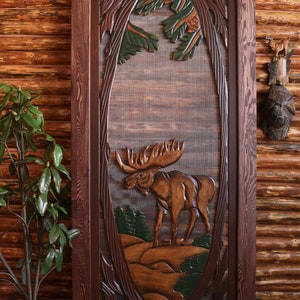 Moose Screen Door, Moose Pine Screen Door, Moose Frolicking Screen Door ...