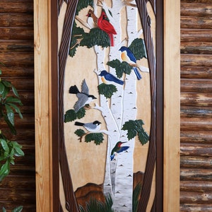 Bird Pine Door, Handmade Bird Pine Door, Handcrafted Pine Door, Bird ...