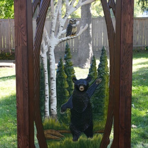 Bear Waving Screen Door, Bear Pine Screen Door, Handmade Bear Screen ...