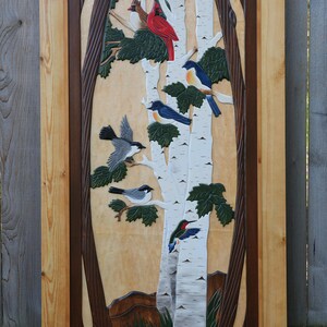Bird Pine Door, Handmade Bird Pine Door, Handcrafted Pine Door, Bird ...