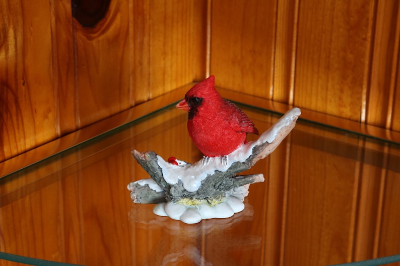 Handmade Red Cardinal, Red Cardinal on Snowy Tree Branch, Red Cardinal ...