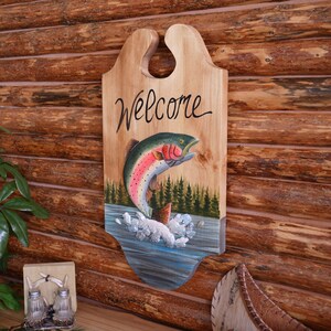Welcome Trout, Rainbow Trout Wall Art, Rainbow Trout Intarsia Art ...