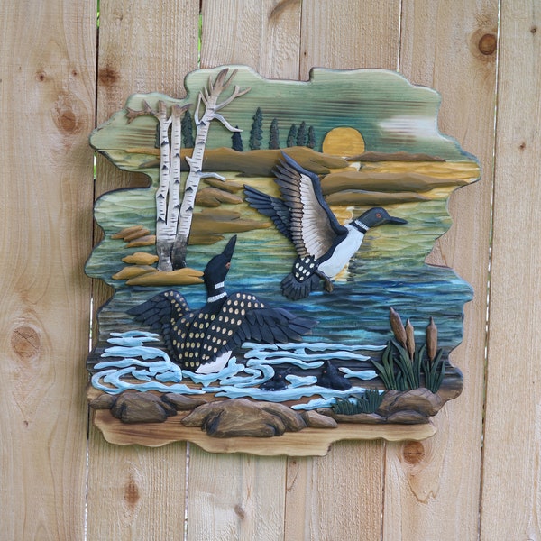 Carved Wood Loons - Etsy