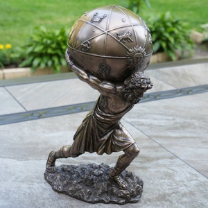 Atlas Carrying the World, Atlas Trinket Box, Greek Mythology Statue ...