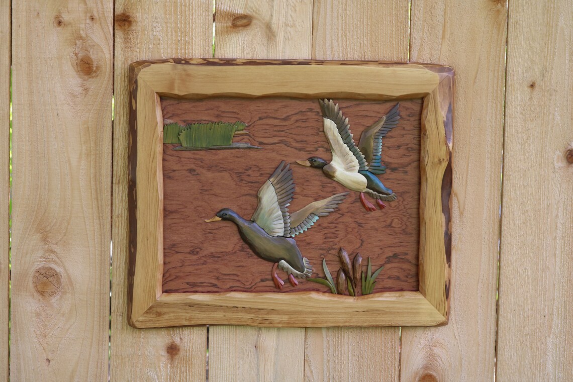 Two Ducks Intarsia Wood Wall Art Two Ducks Intarsia Wood Art - Etsy