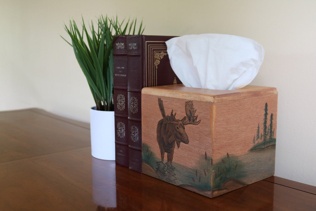 Moose Handmade Wooden Tissue Box, Moose Handcrafted Wooden Tissue Box ...