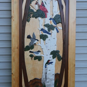 Bird Pine Door, Handmade Bird Pine Door, Handcrafted Pine Door, Bird ...