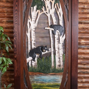 Bears on Tree Screen Door, Bear Pine Screen Door, Handmade Bear Screen ...
