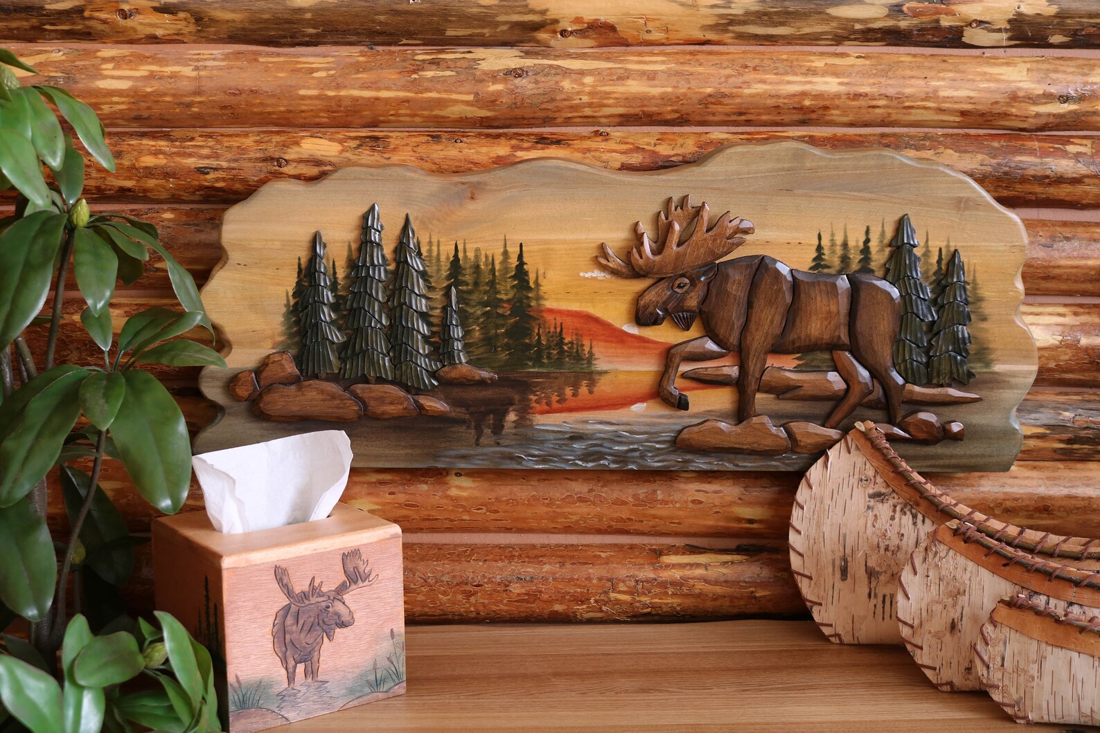 Moose Walking in the River Intarsia Wood Wall Art Moose - Etsy
