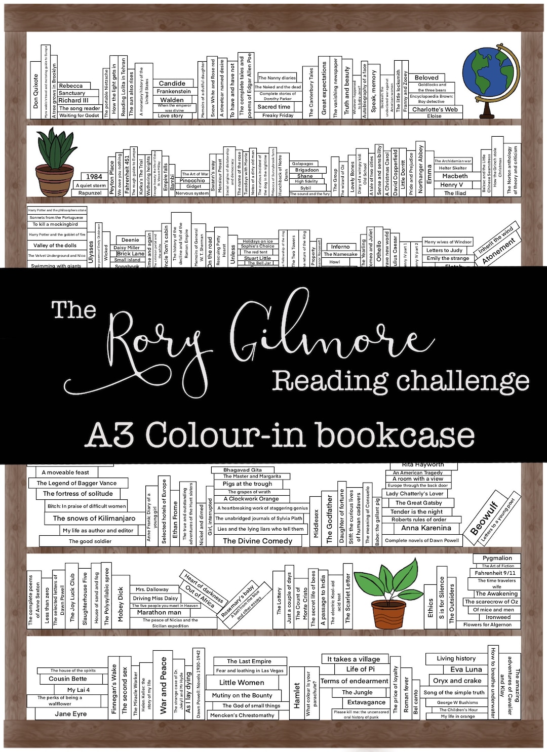 Rory Gilmore Reading Challenge Colour in Bookcase Digital Download - Etsy