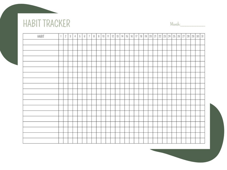 Monthly Habit Tracker Printable Landscape A4 or LETTER - Etsy