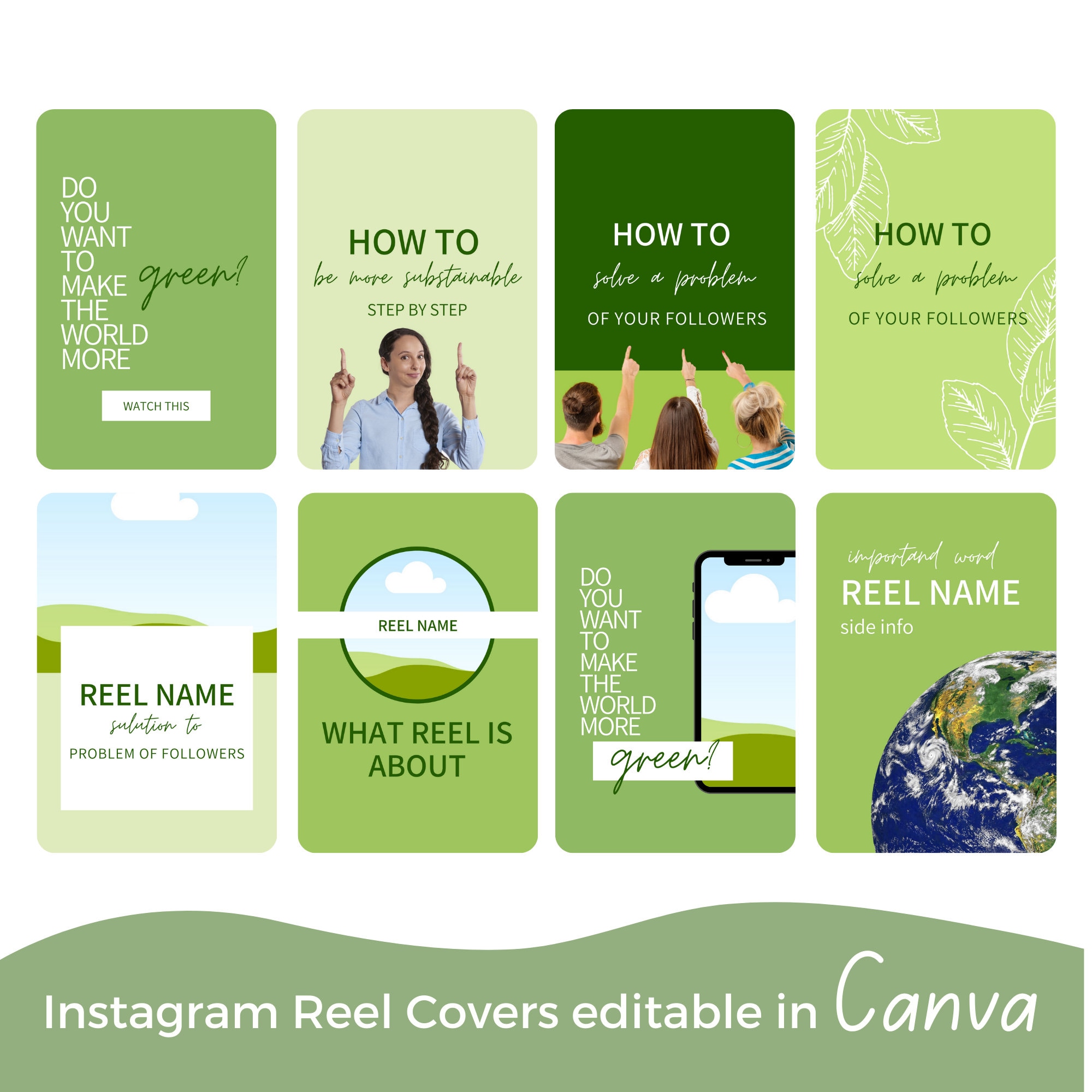 10 GREEN Editable Instagram Bundle for Sustainable Businesses L Green ...