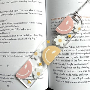 Pastel Smiles and Daisies Bookmark, Acrylic Bookmark, Gifts for Book ...
