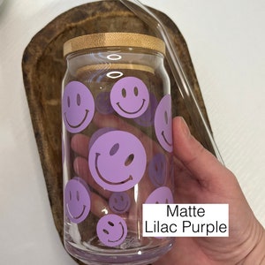 Happy Face Can Glass With Lid and Straw, Cute Can Glass, Smiley Faces ...