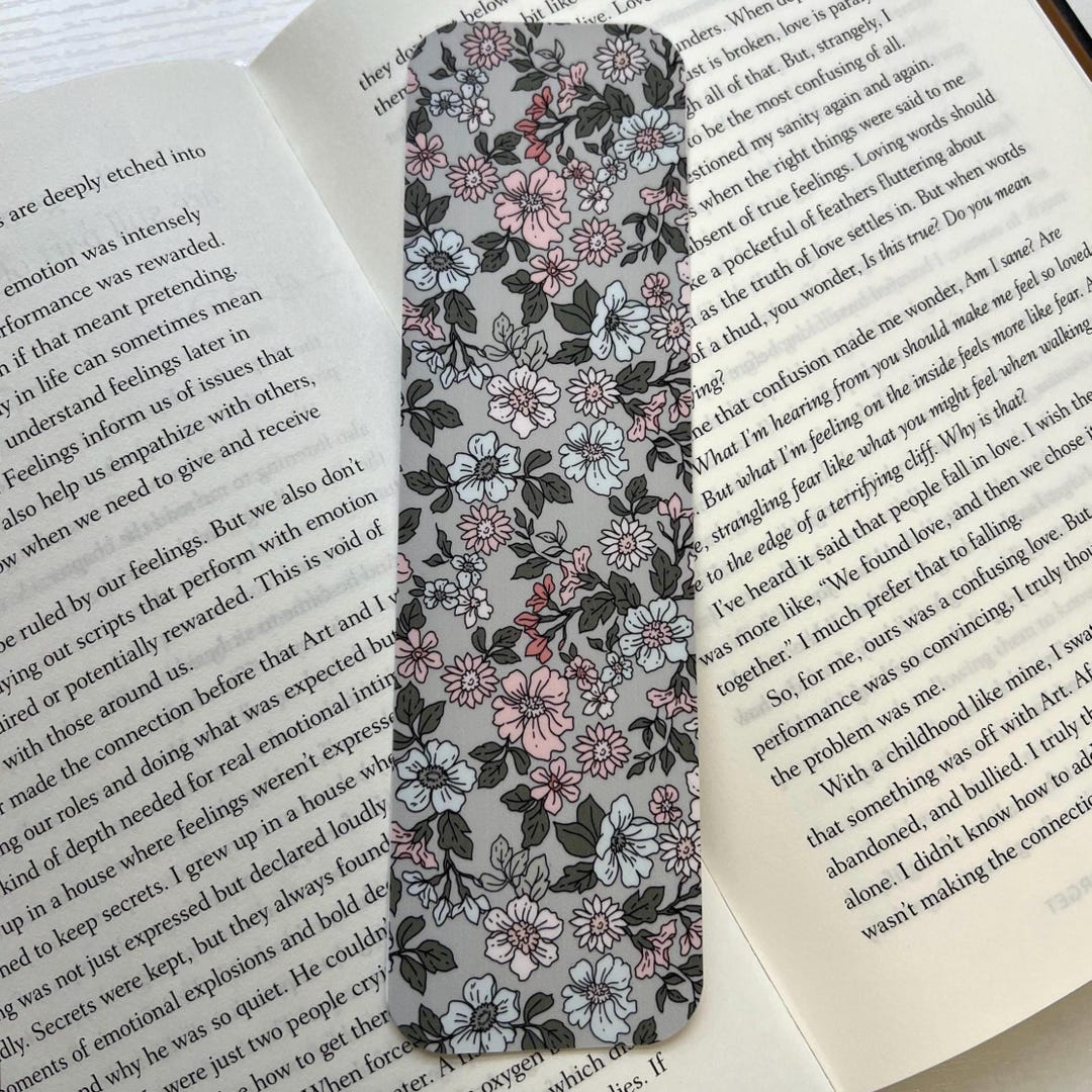 Retro Floral Print Bookmark, Paper Laminated Bookmark, Trendy Bookmarks ...