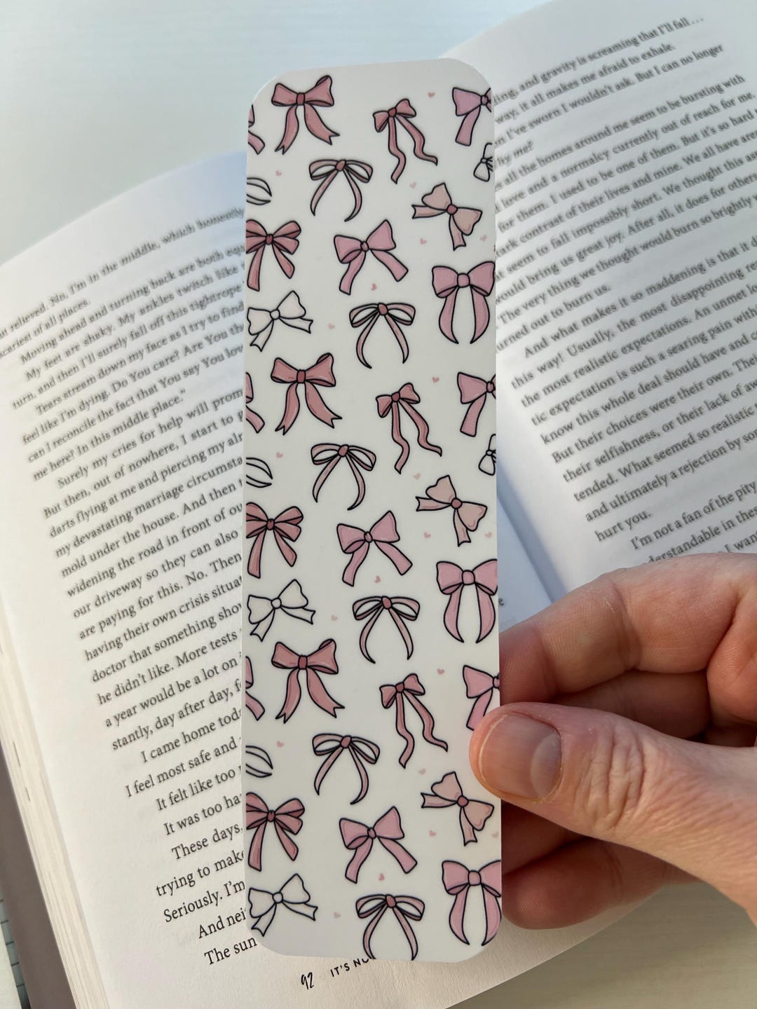Pretty Pink Bows Bookmark, Paper Laminated Bookmark, Girly Bookmarks ...