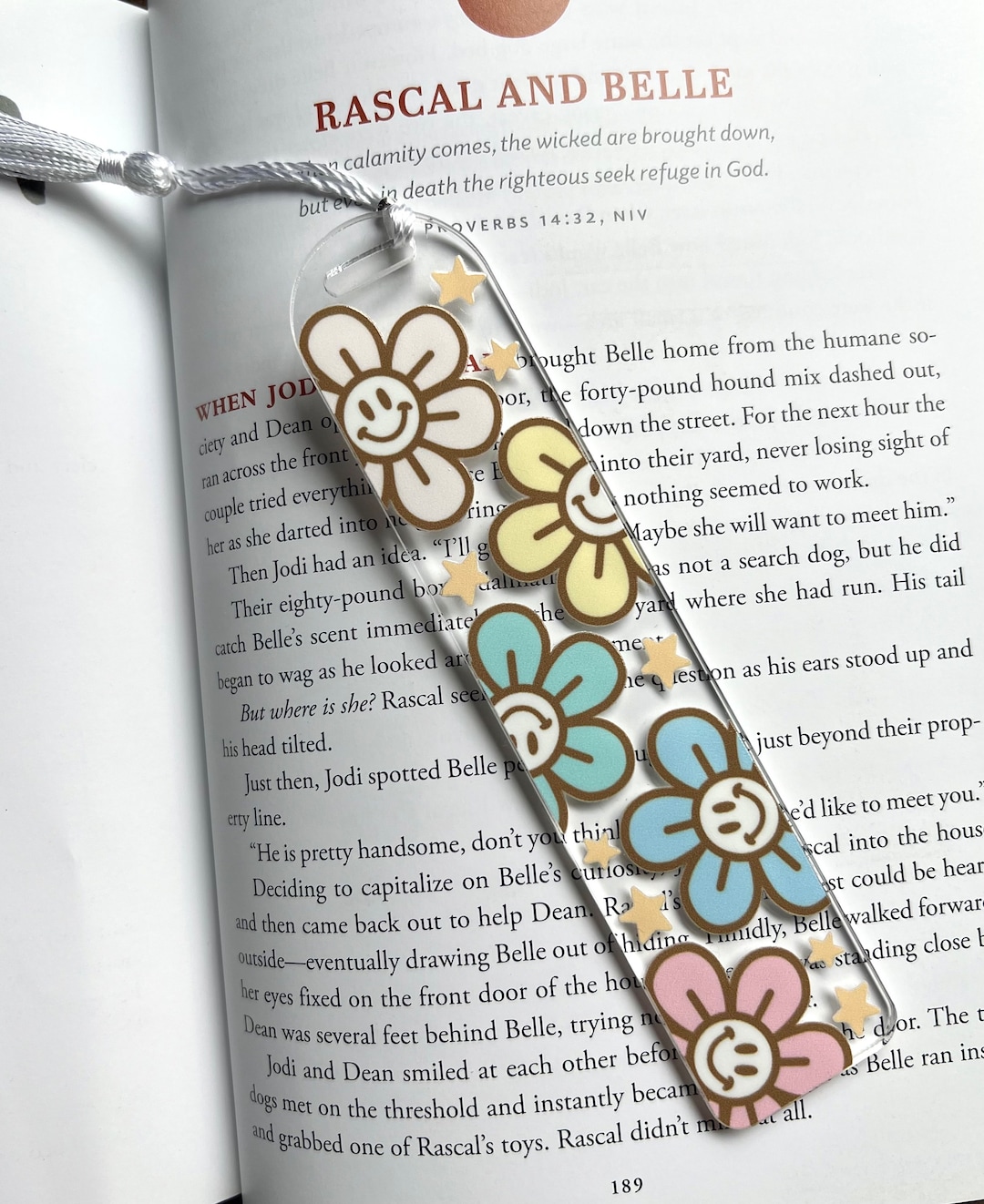 Smiling Face Flowers Colorful Acrylic Bookmark, Acrylic Bookmark, Gifts ...