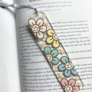 Smiling Face Flowers Colorful Acrylic Bookmark, Acrylic Bookmark, Gifts ...