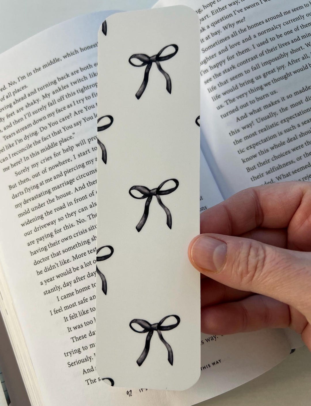 Black Bow Bookmark, Paper Laminated Bookmark, Bookmarks, Gifts for Book ...