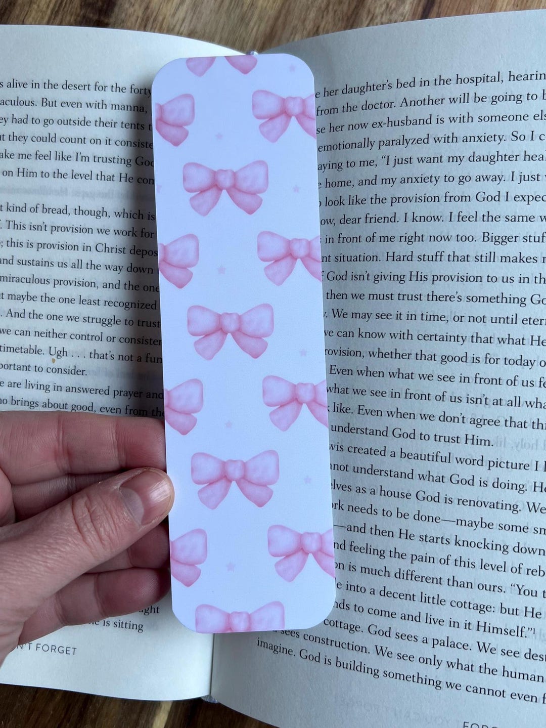 Baby Pink Bows Bookmark, Paper Laminated Bookmark, Bookmarks, Gifts for ...