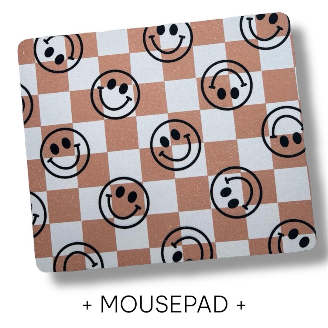 Retro Checker Happy Face Mousepad, Mousepads, Office Accessory, Desk ...