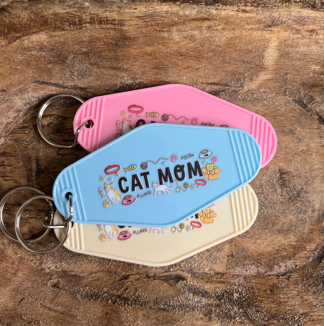 Cat Mom Keychain, Motel Keychain, Cat Lover, Gifts for Friends ...