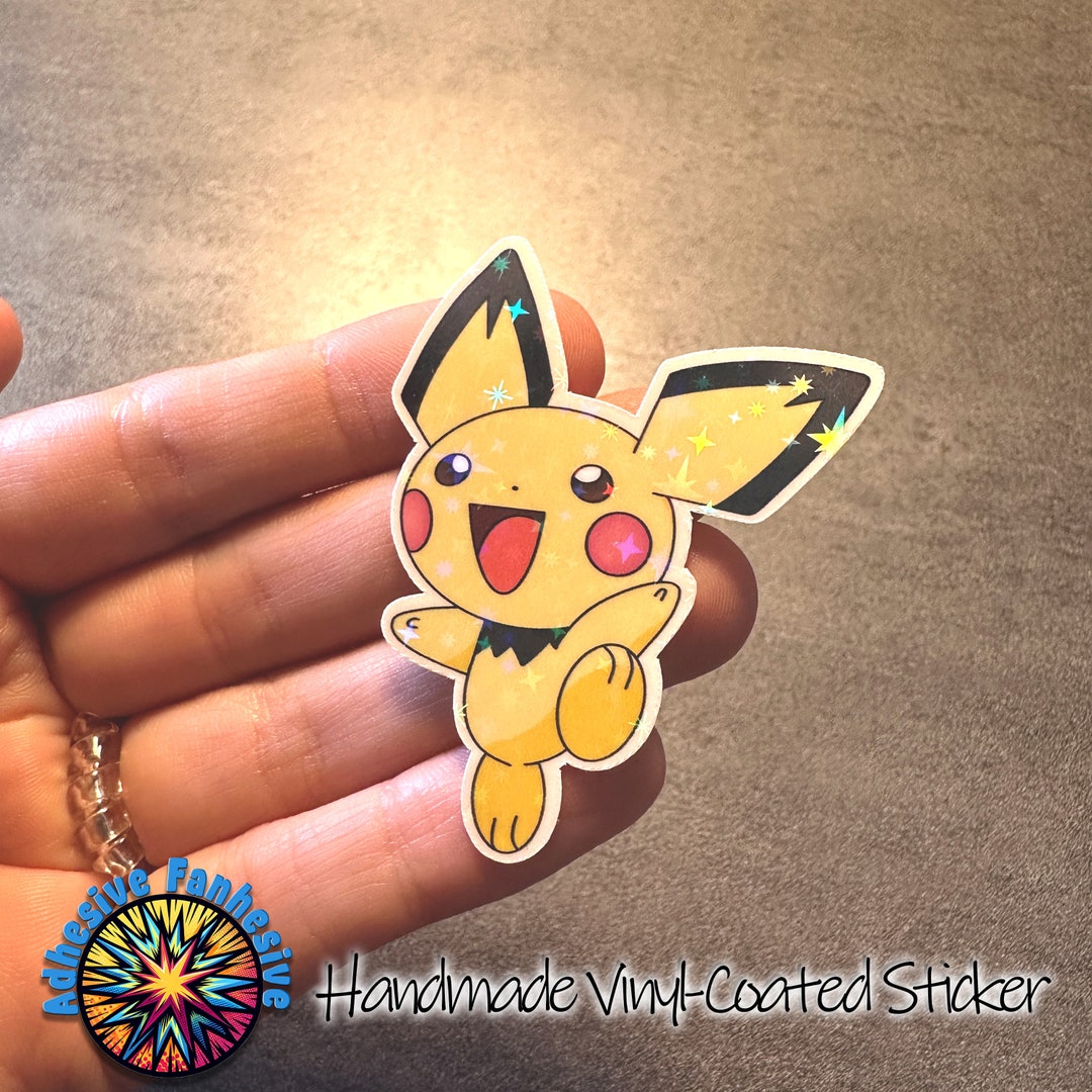 Pichu Sticker, Holographic Pokémon Sticker for Water Bottles, Laptops ...
