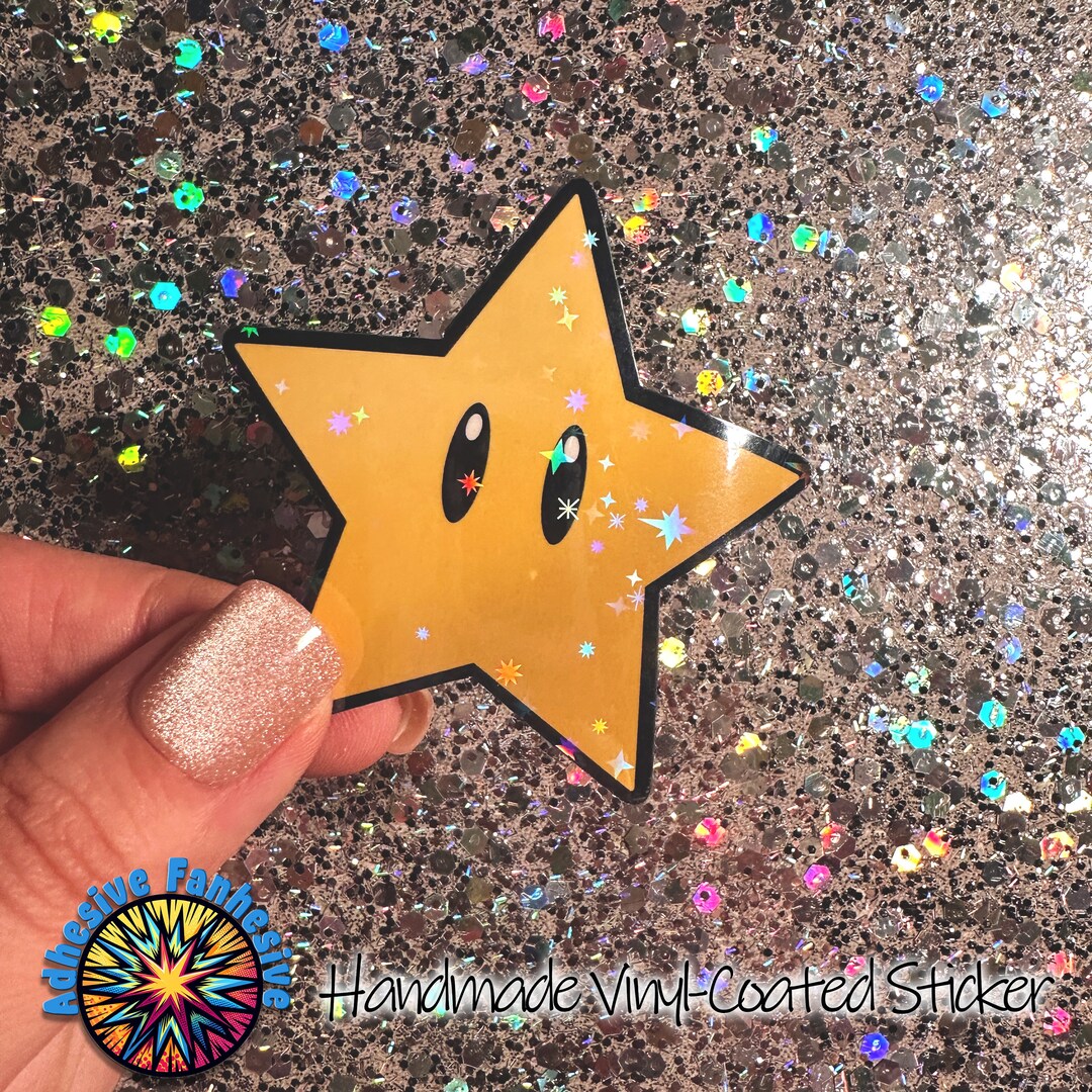 Super Star Sticker, Holographic Super Mario Sticker for Laptops ...
