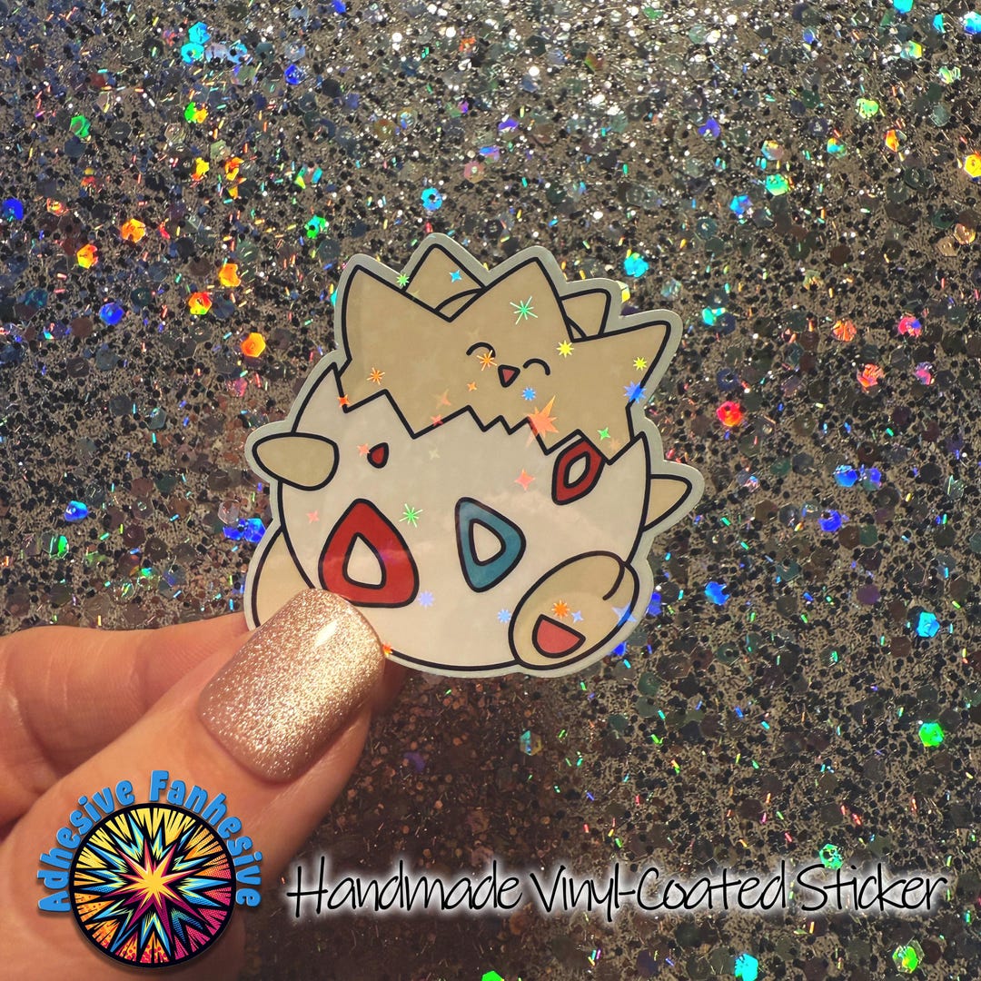 Togepi Sticker, Holographic Anime Vinyl Coated Sticker for Laptops ...