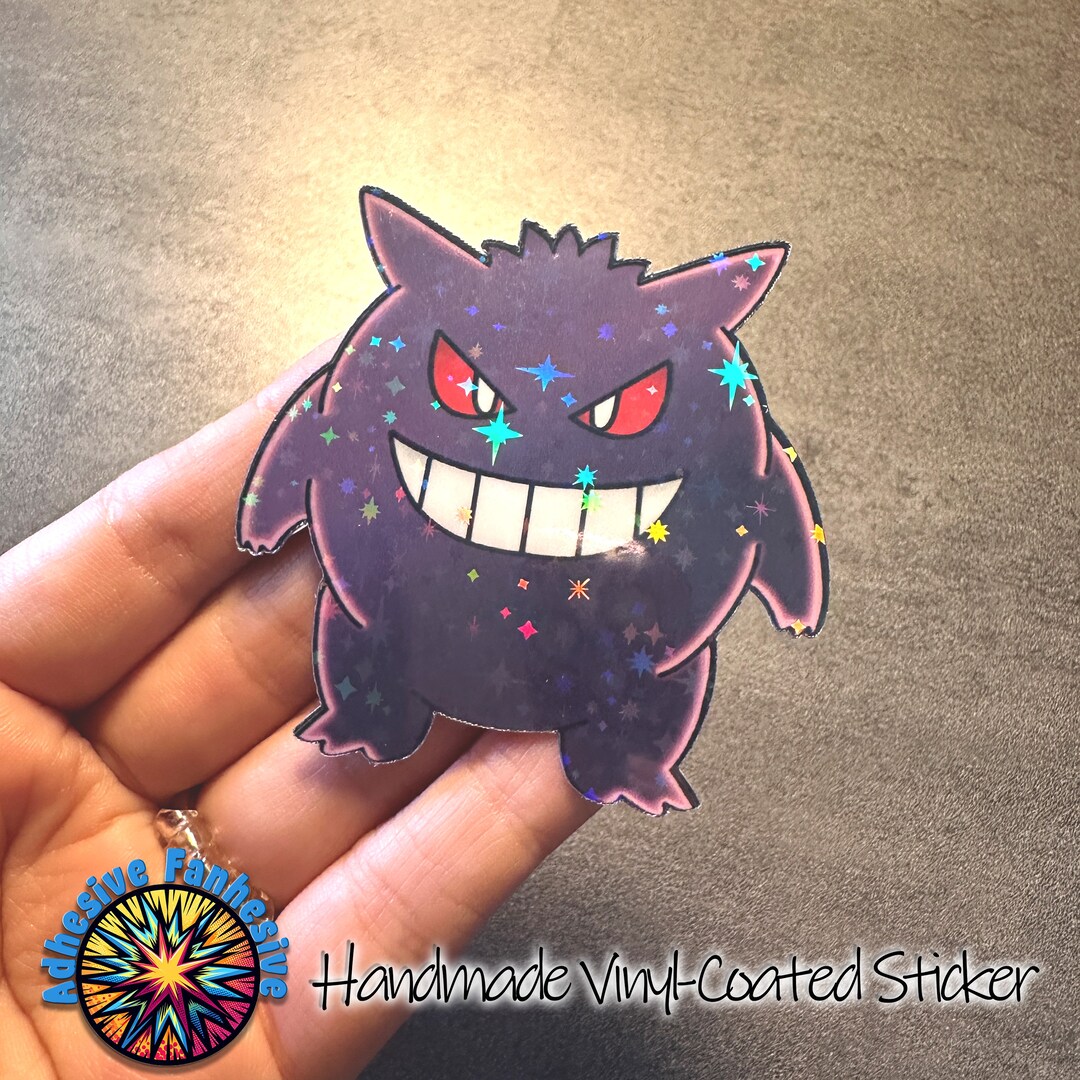 Dark Shadow Gengar Sticker, Holographic Pokémon Sticker for Water ...