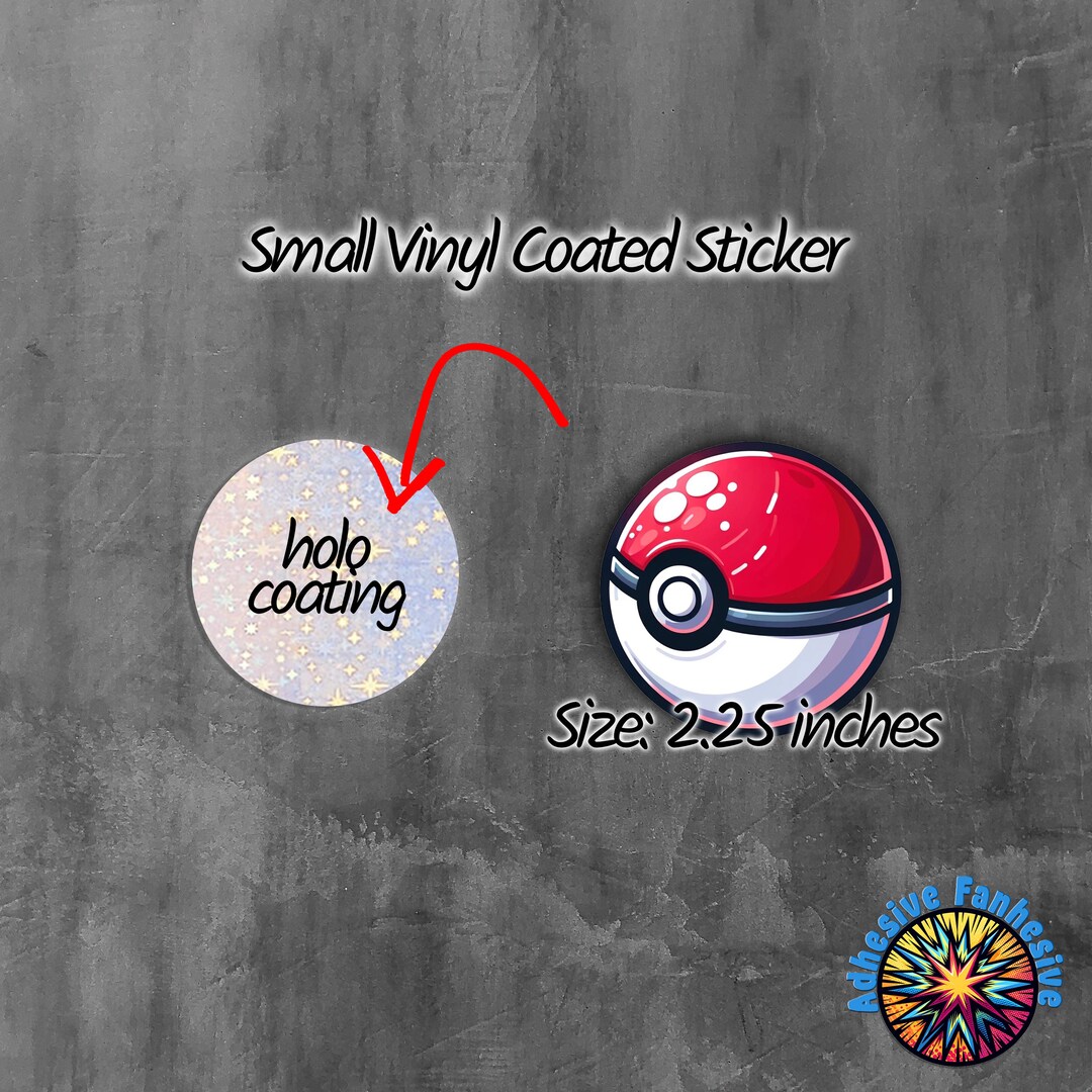 Pokeball Anime Cartoon Holographic Sticker Pokémon Vinyl Coated Sticker ...