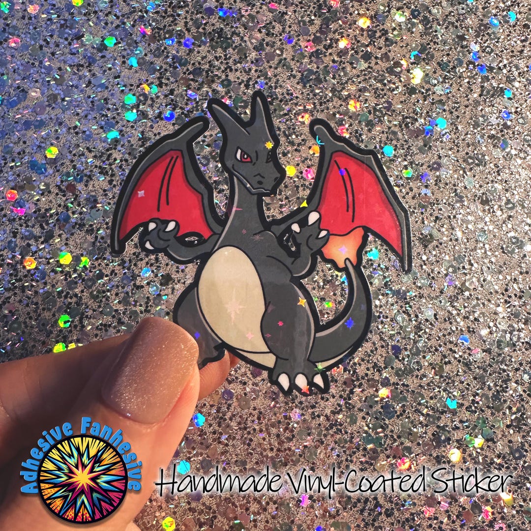 Shiny Charizard Sticker, Holographic Anime Vinyl Coated Sticker for ...