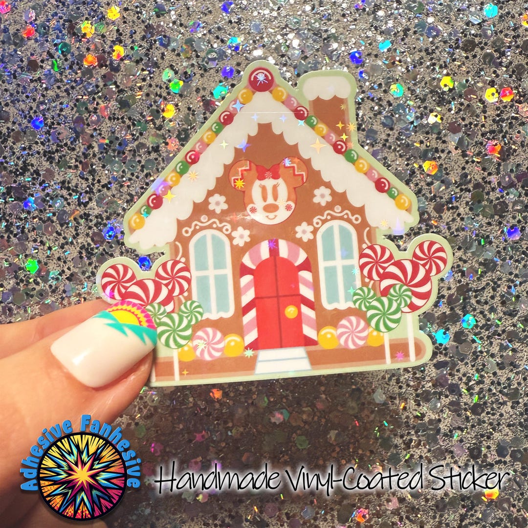 Minnie Mouse Gingerbread House, Holographic Disney Sticker for Laptops ...