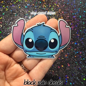 Stitch From Lilo and Stitch Peeker With Plumeria Flowers Hawaii Magical ...