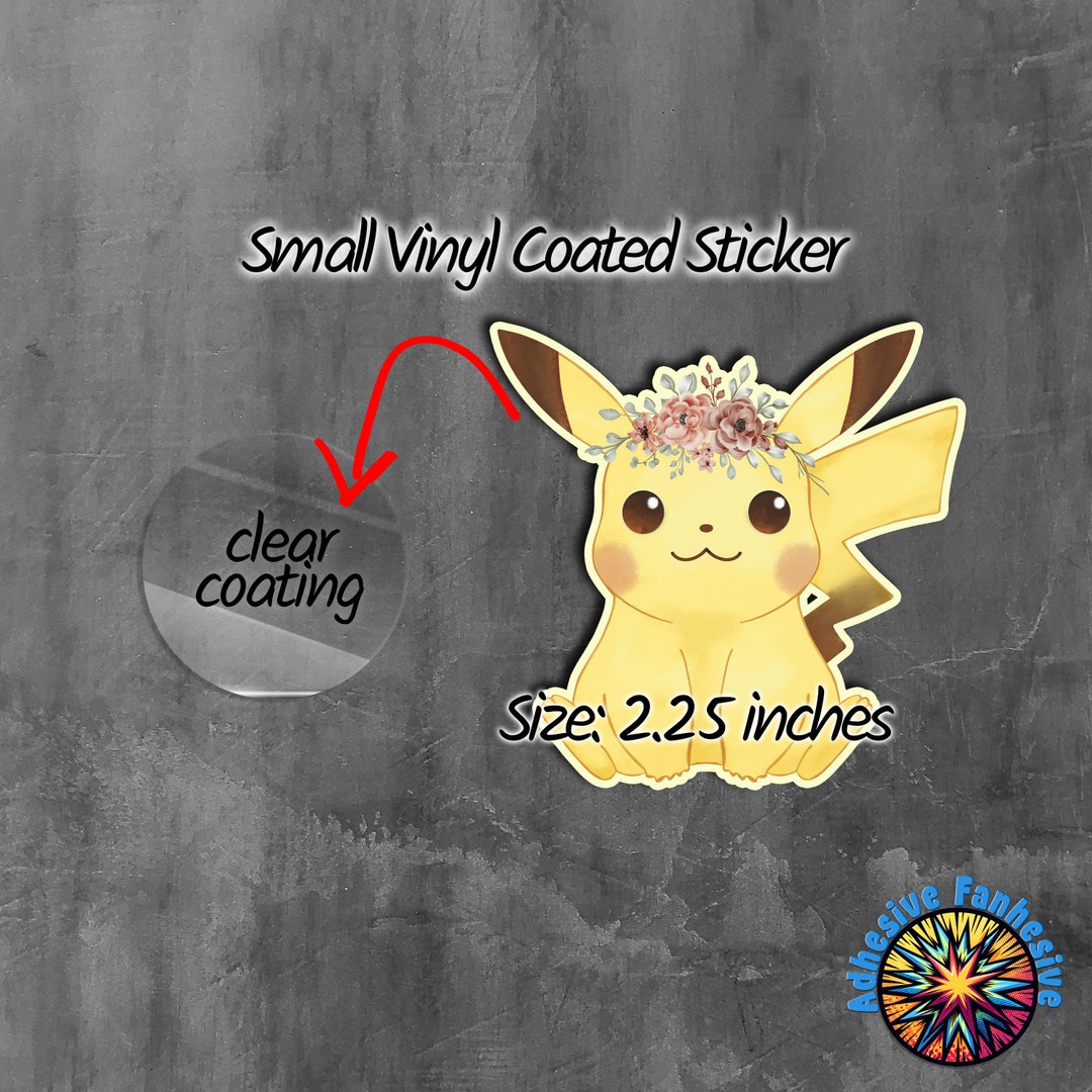 Pastel Cute Pikachu With Flower Crown Pokémon Vinyl Coated Sticker - Etsy