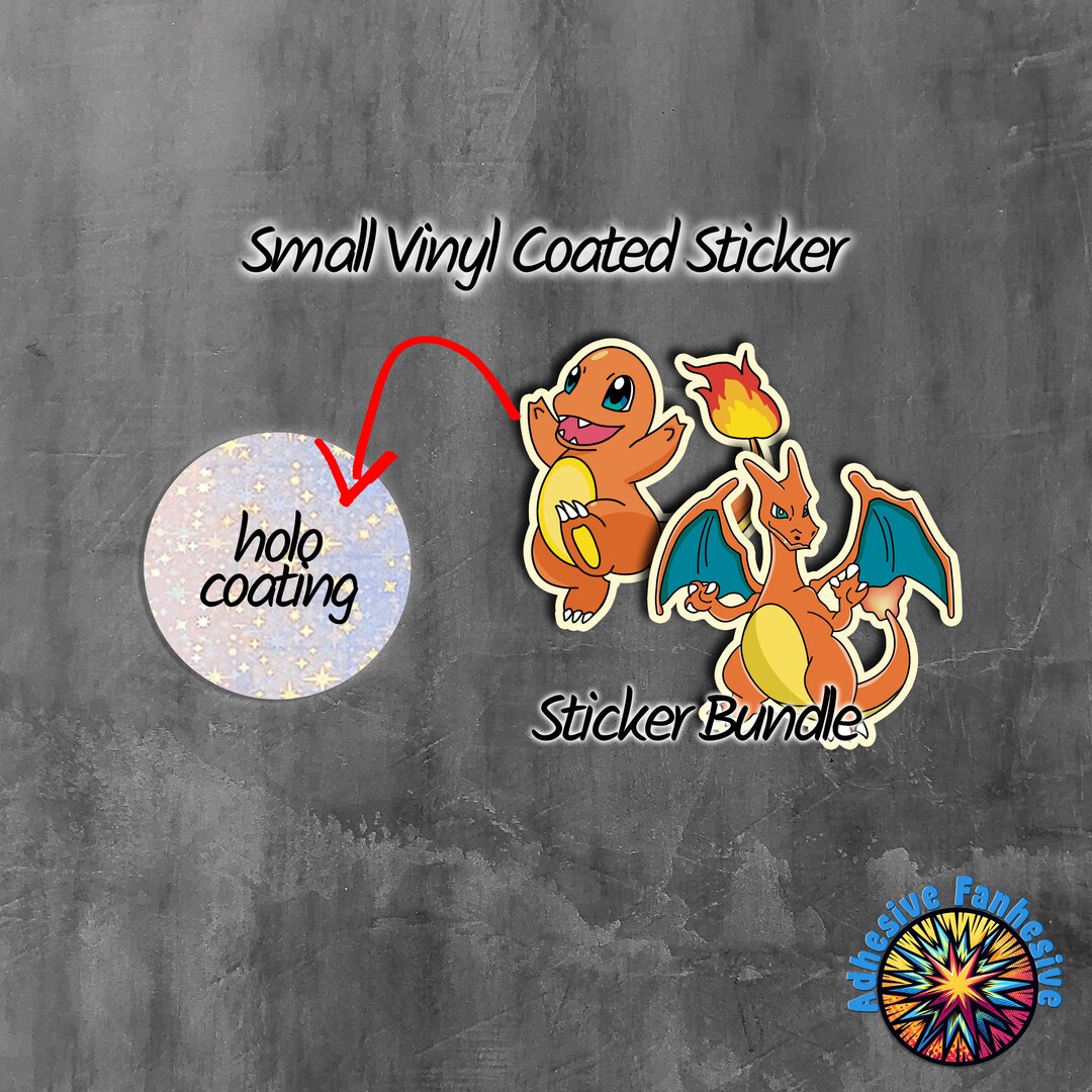 Charmander and Charizard Sticker Vinyl Coated Pokémon Holographic ...