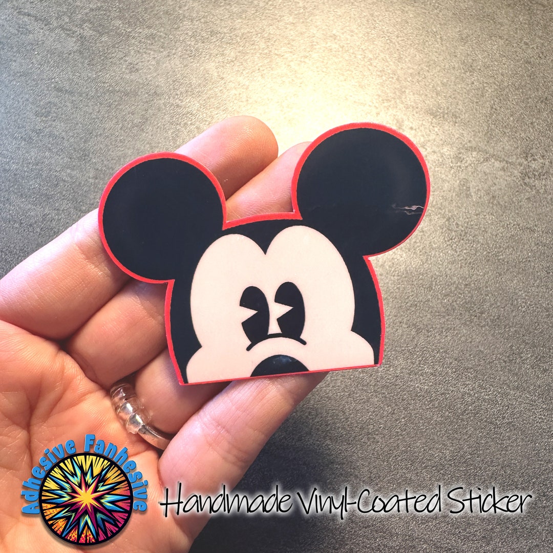 Mickey Mouse Head Peeker Disney Sticker, Vinyl Coated - Etsy