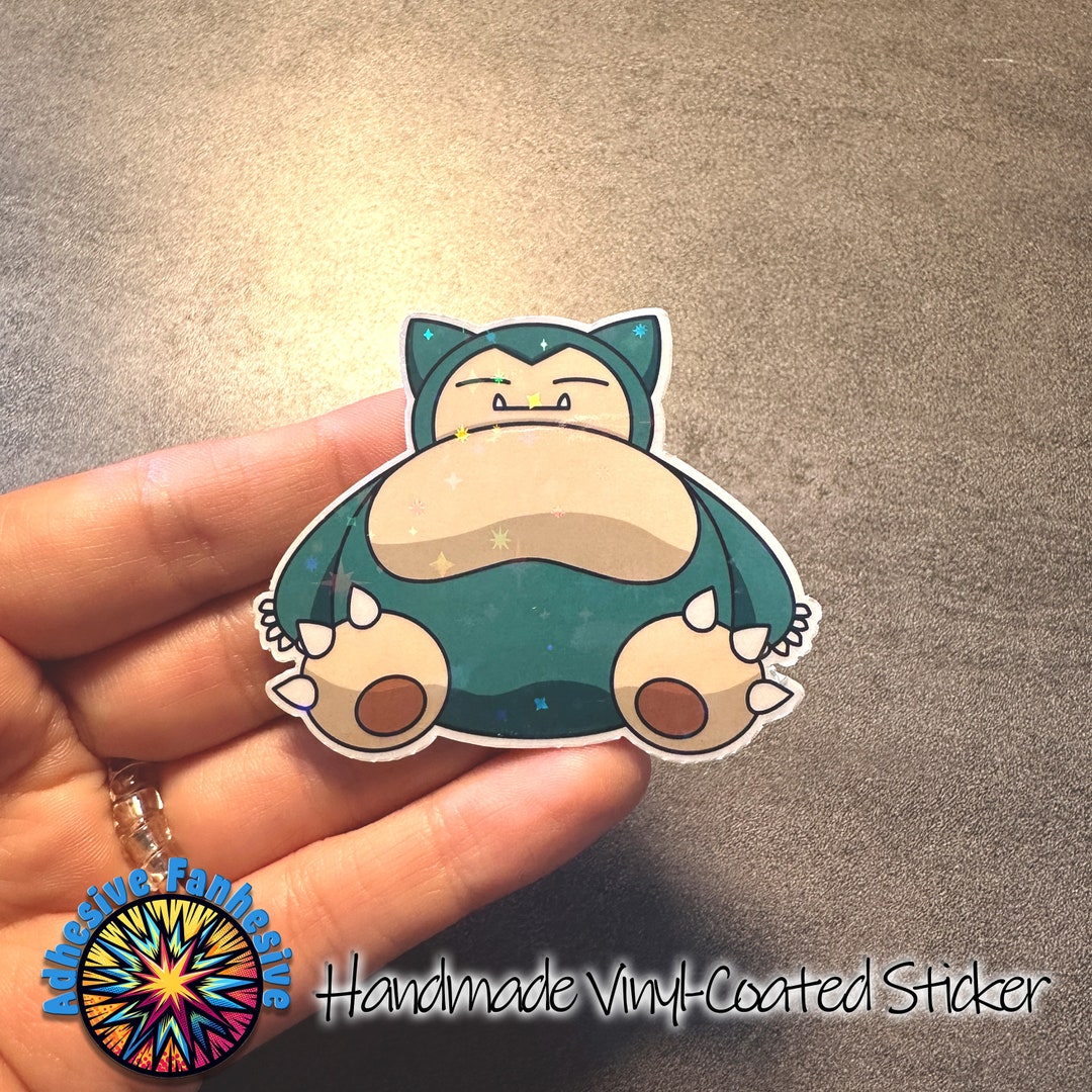 Snorlax Holographic Sticker, Pokémon Vinyl Coated Sticker for Laptops ...