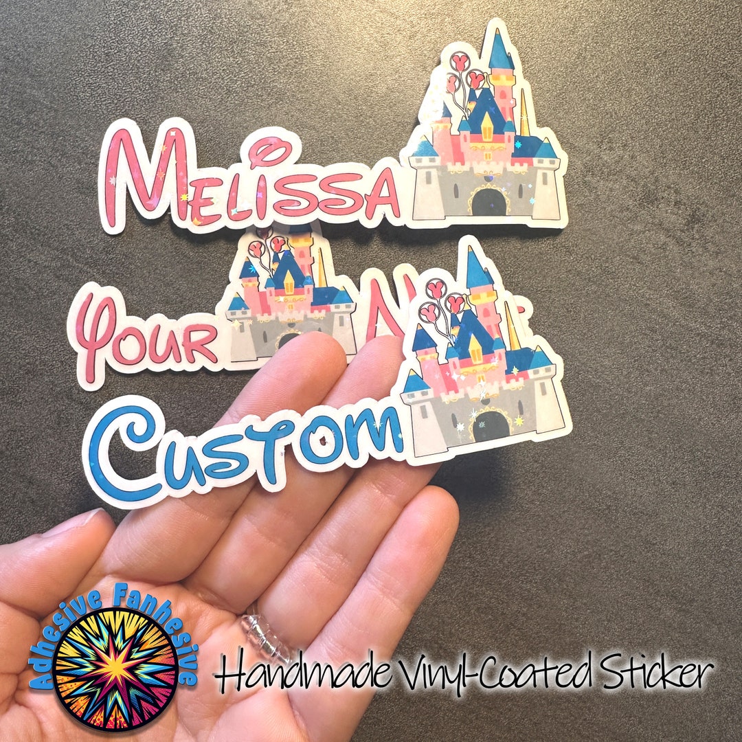 Disney Castle Name Decal Sticker Custom Holographic Disney Vinyl Coated ...