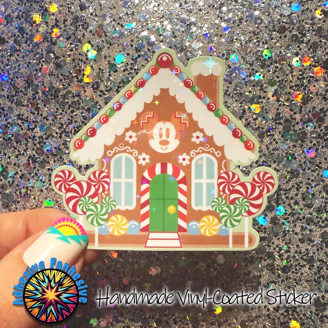 Mickey Mouse Gingerbread House, Holographic Disney Sticker for Laptops ...