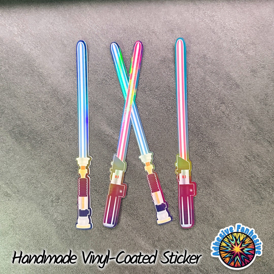 Obi-wan Kenobi and Darth Vader Holographic Lightsaber Stickers, Star ...