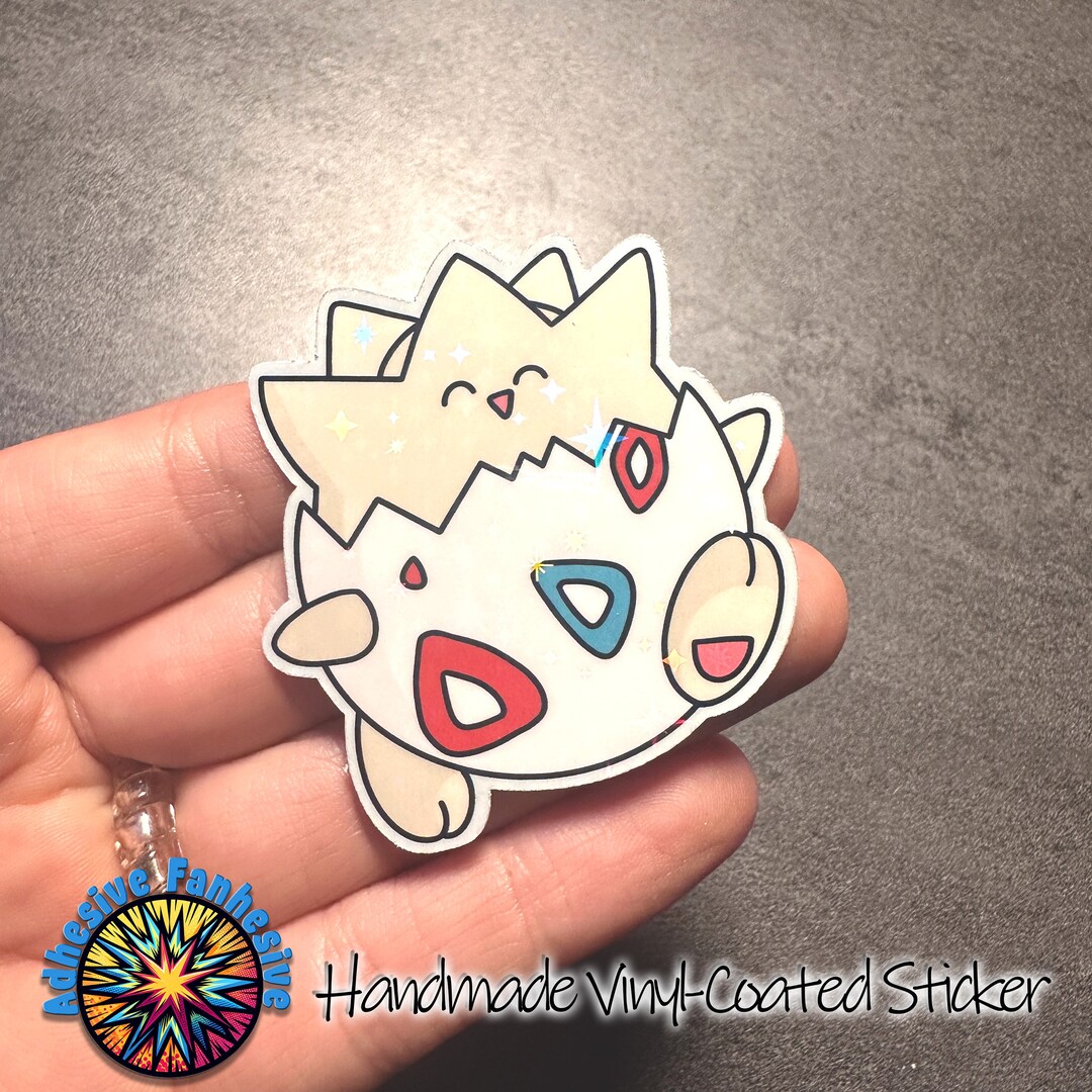 Togepi Sticker, Holographic Pokémon Sticker for Water Bottles, Laptops ...