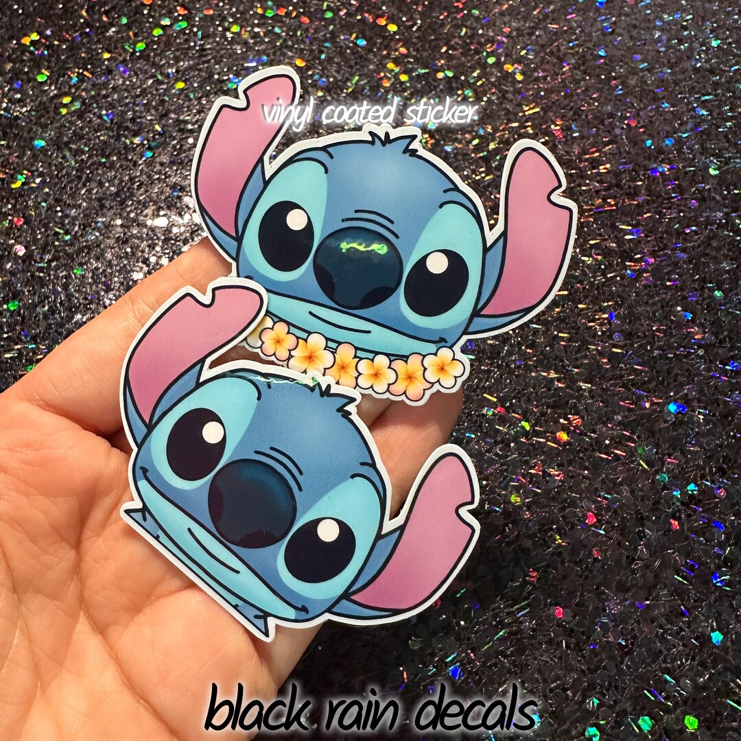 Stitch From Lilo and Stitch Peeker With Plumeria Flowers Hawaii Magical ...